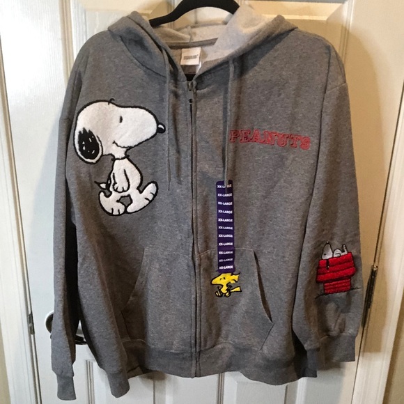 Peanuts | Jackets & Coats | Peanuts Gray Hoodie With The Snoopy And ...